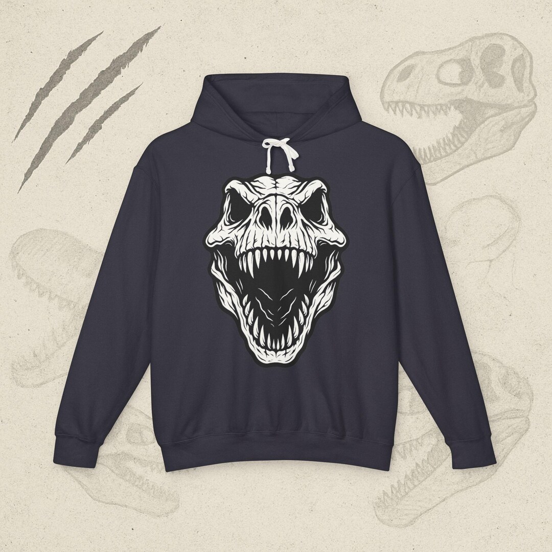Dinosaur Hoodie | T-rex Skeleton Sweatshirt | Light Fabric Dino Wear ...
