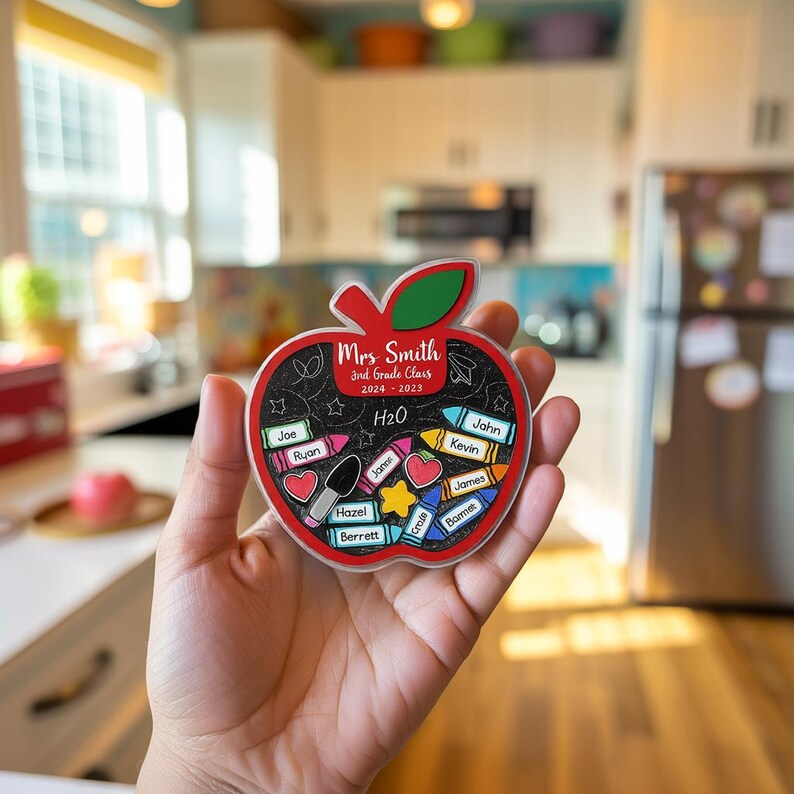 Custom Apple Teacher Shaker Magnet, Personalized Student Name Gift ...