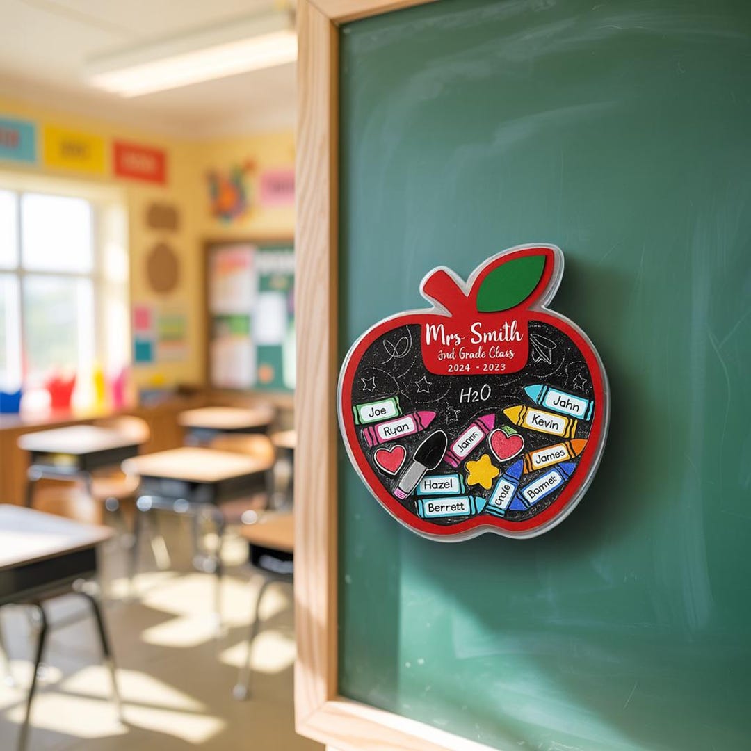 Custom Apple Teacher Shaker Magnet, Personalized Student Name Gift ...