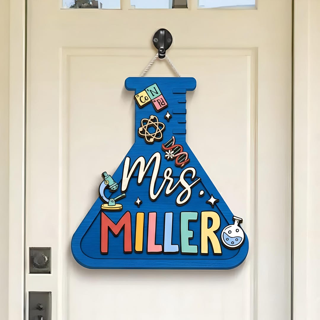 Custom 3D Science Teacher Name Sign, Science Classroom Decor, Custom ...