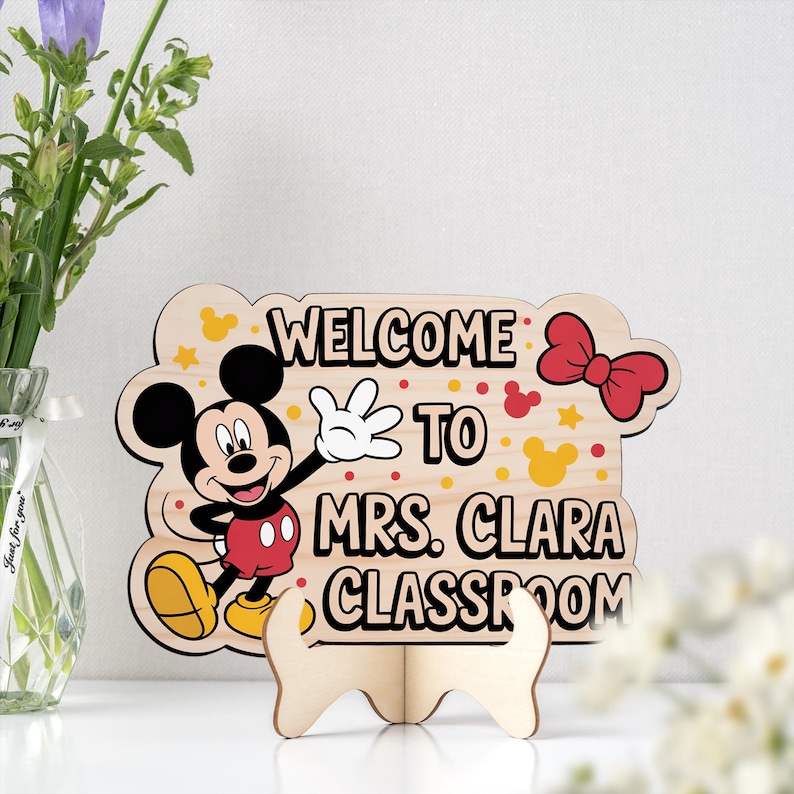 Custom Mickey Welcome Classroom Door Sign, Disney Teacher Sign, Teacher ...