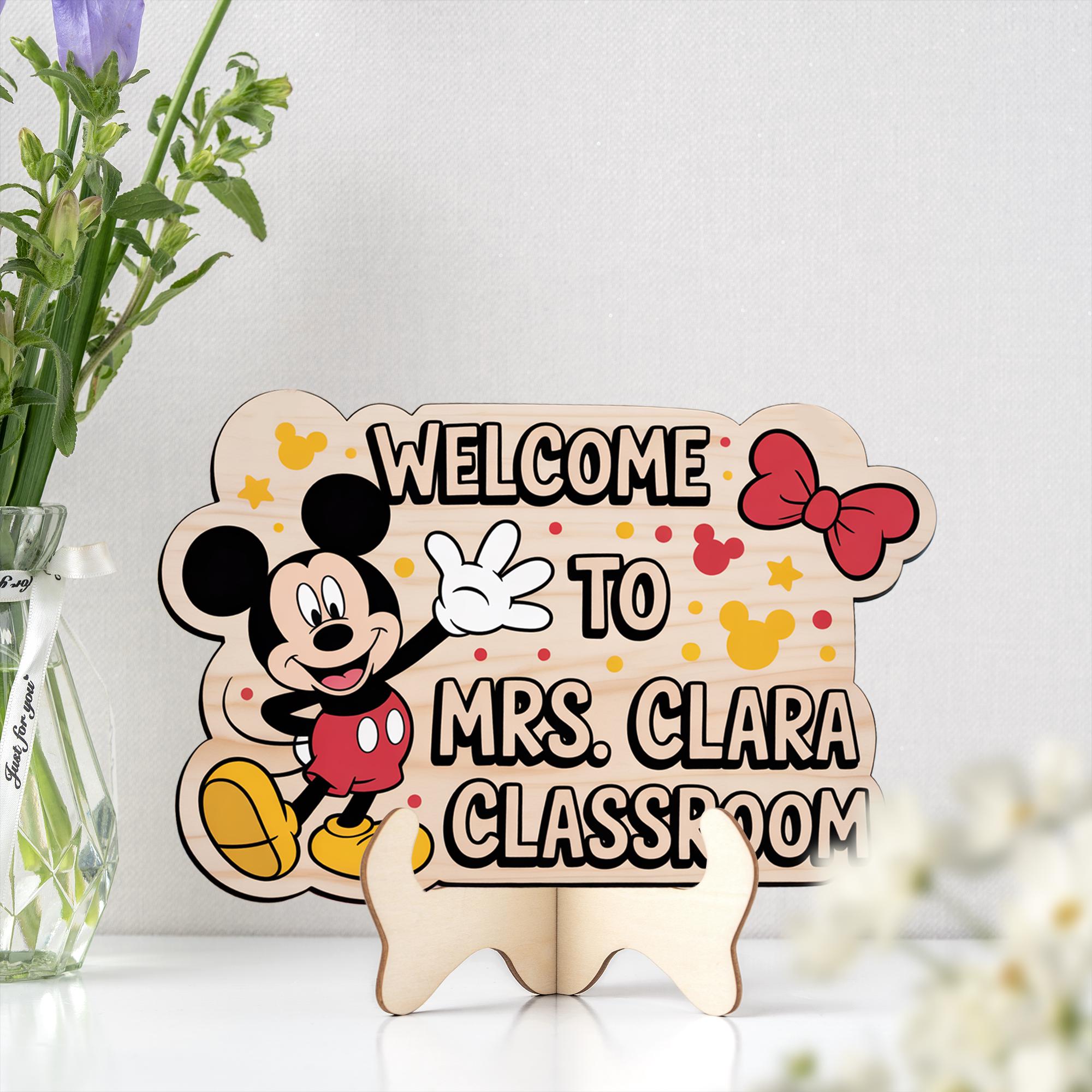 Custom Mickey Welcome Classroom Door Sign, Disney Teacher Sign, Teacher ...