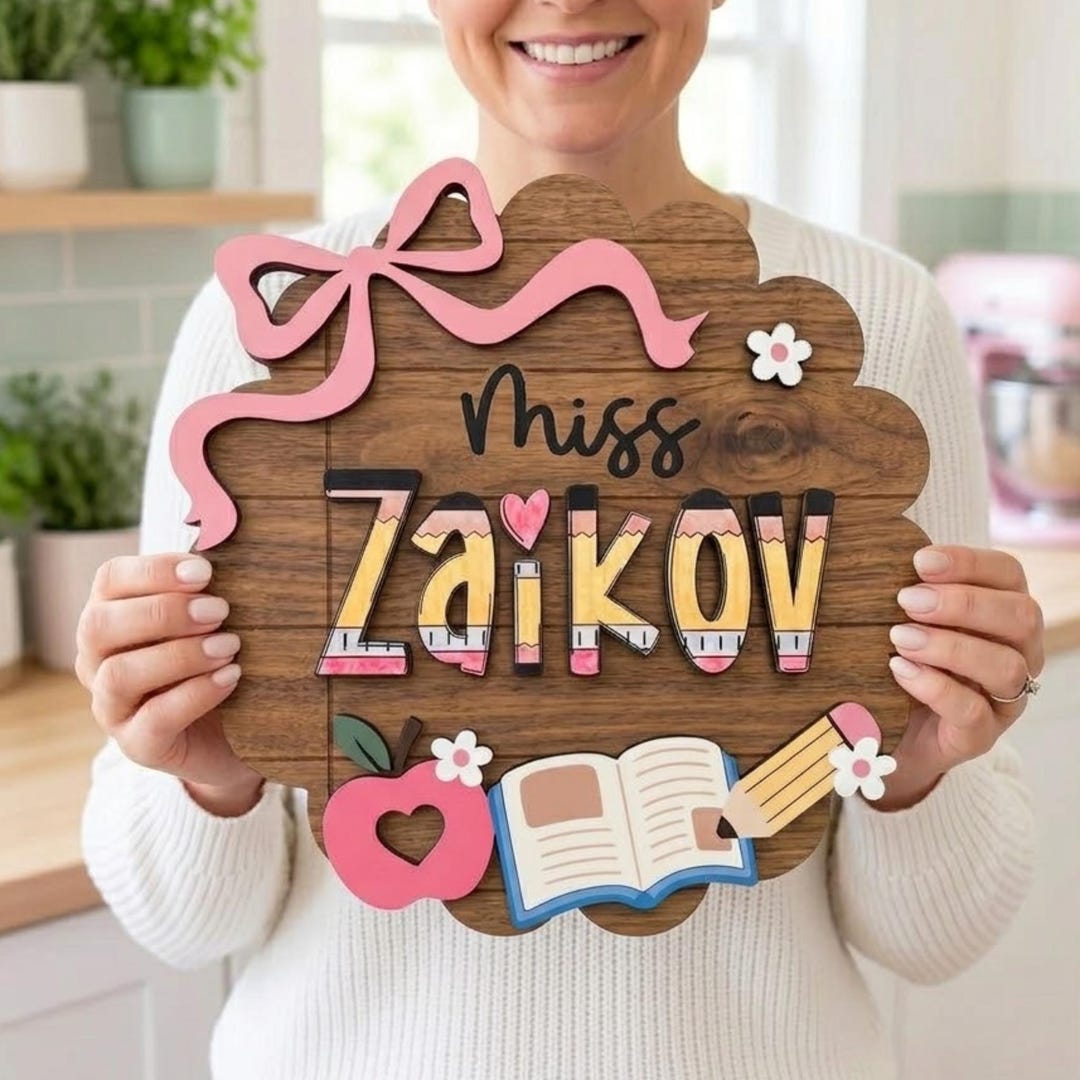 Personalized Teacher Name Door Sign, Classroom Welcome Sign, Custom ...
