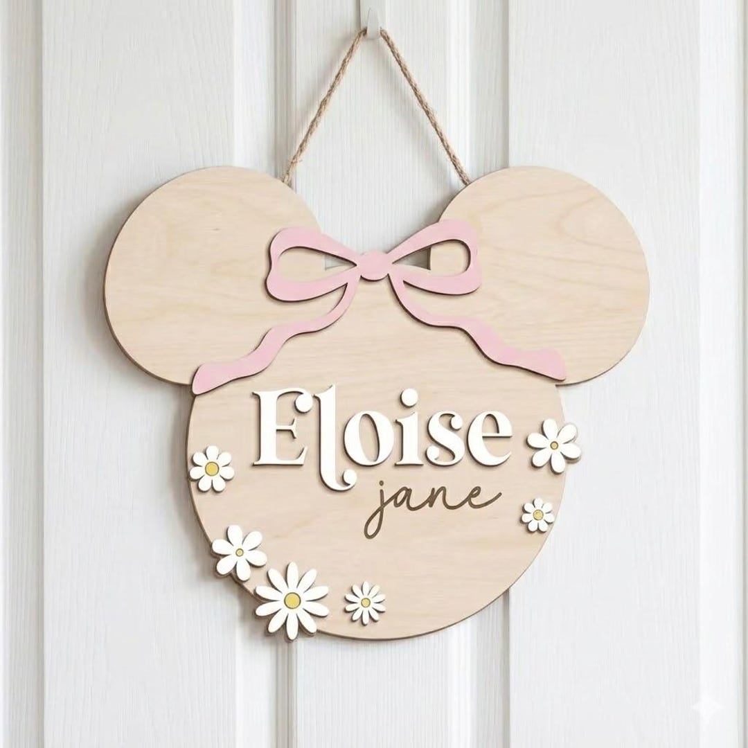 Personalized Name Sign, Mickey Mouse Ear Nursery Decor, Daisy Wood Sign ...