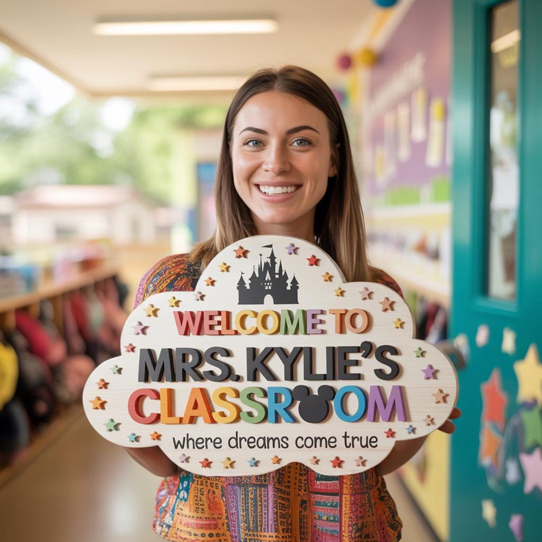 Custom Disney Teacher Welcome Sign, Disney Class Wall Decor, Disney ...