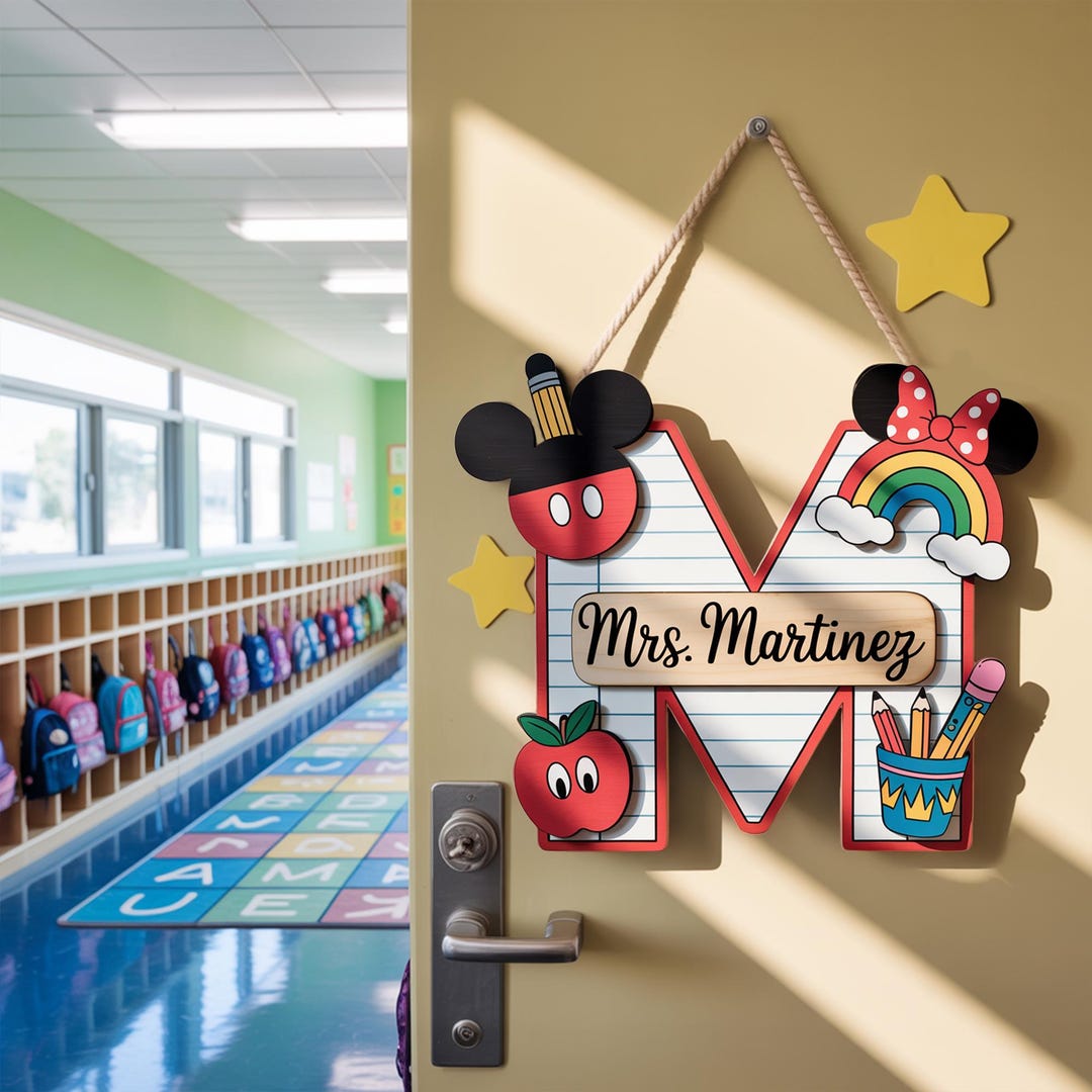 Custom Teacher First Name Letter Sign, Disney Teacher Sign, Teacher ...