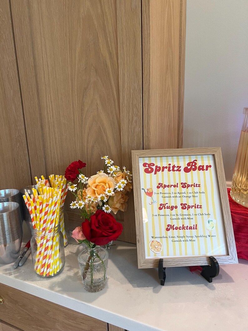 Spritz Bar Menu Printable Italian Summer Drink Sign Aperol Spritz Hugo ...