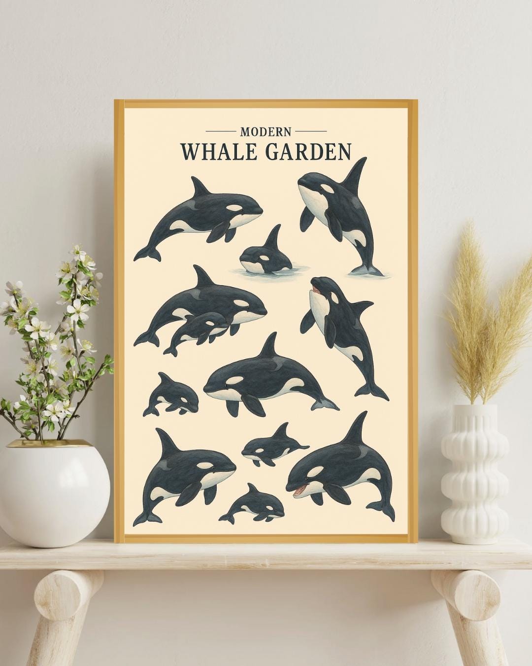Orcas Poster, Orca Wall Art, Ocean Animal Print, Orca Decor, Marine ...