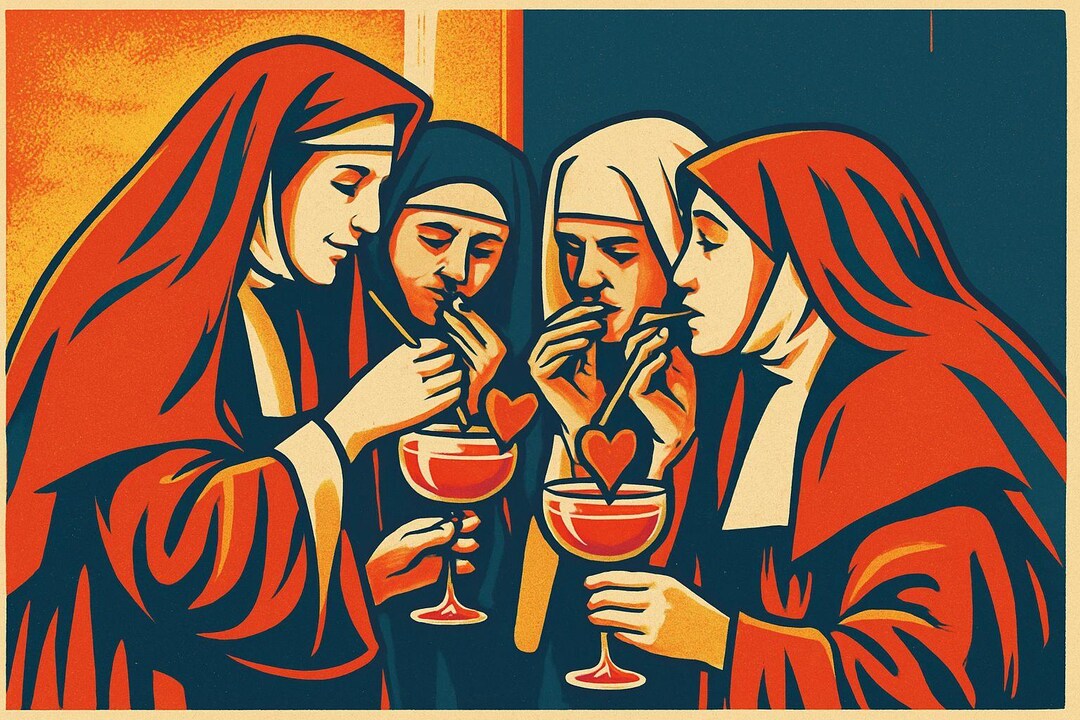 Vintage Nuns Sharing a Drink - INSTANT DOWNLOAD - Trendy College ...