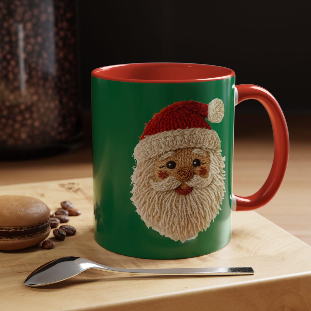 Embroidered Santa Face Mug | Accent Coffee Mug 11oz 15oz - Etsy