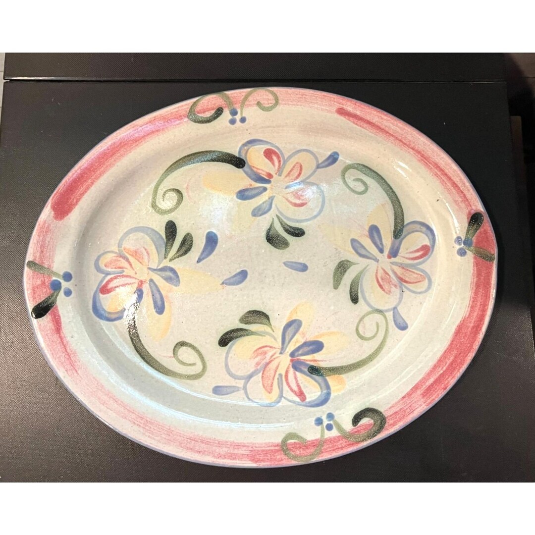 Hand-painted Butterfly Terracotta Platter: Pastel Colors, Signed Art ...