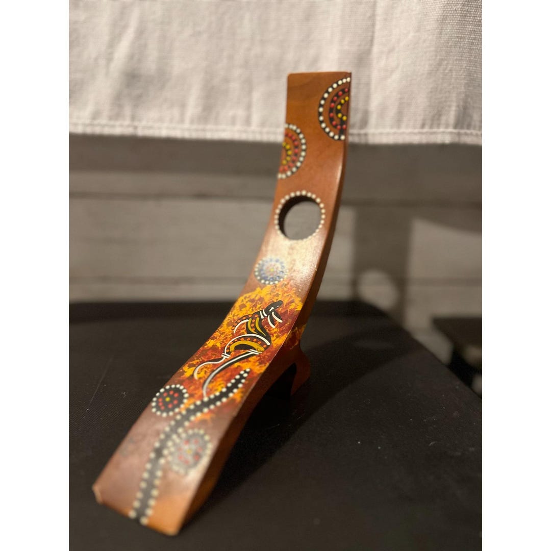 Handcrafted Australian Aboriginal Art Wooden Boomerang Display Stand ...