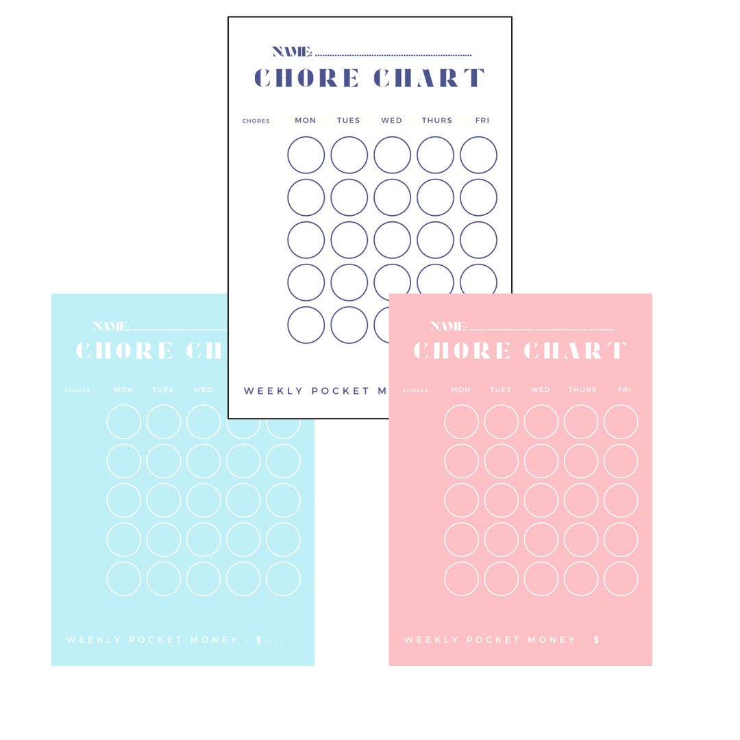 Kids Chore Chart, Sticker Chart, Chore Planner! (pink, Blue & Plain) - Etsy