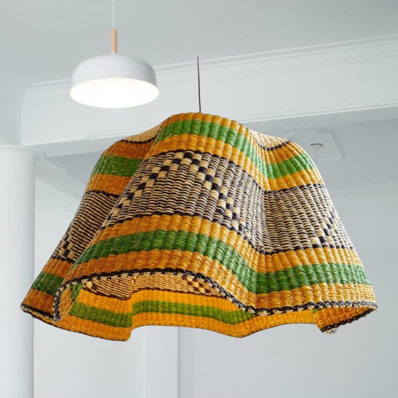 Colorful Woven Basket Lampshade/handwoven African Pendant Light Shade ...