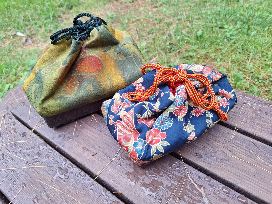 Vintage Japanese Kimono Kinchaku Bag, With Basket Bottom, Used Antique ...