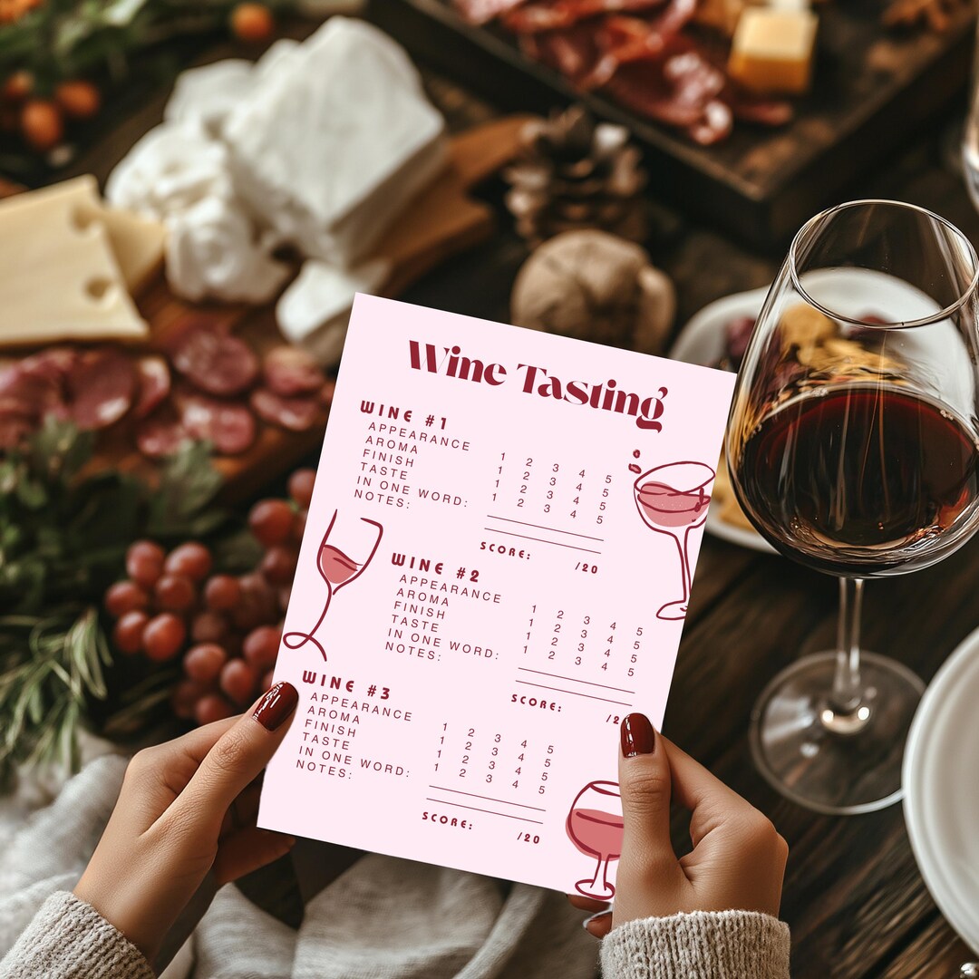 Printable Wine Tasting Score Card: Wine Party Game (digital Download ...