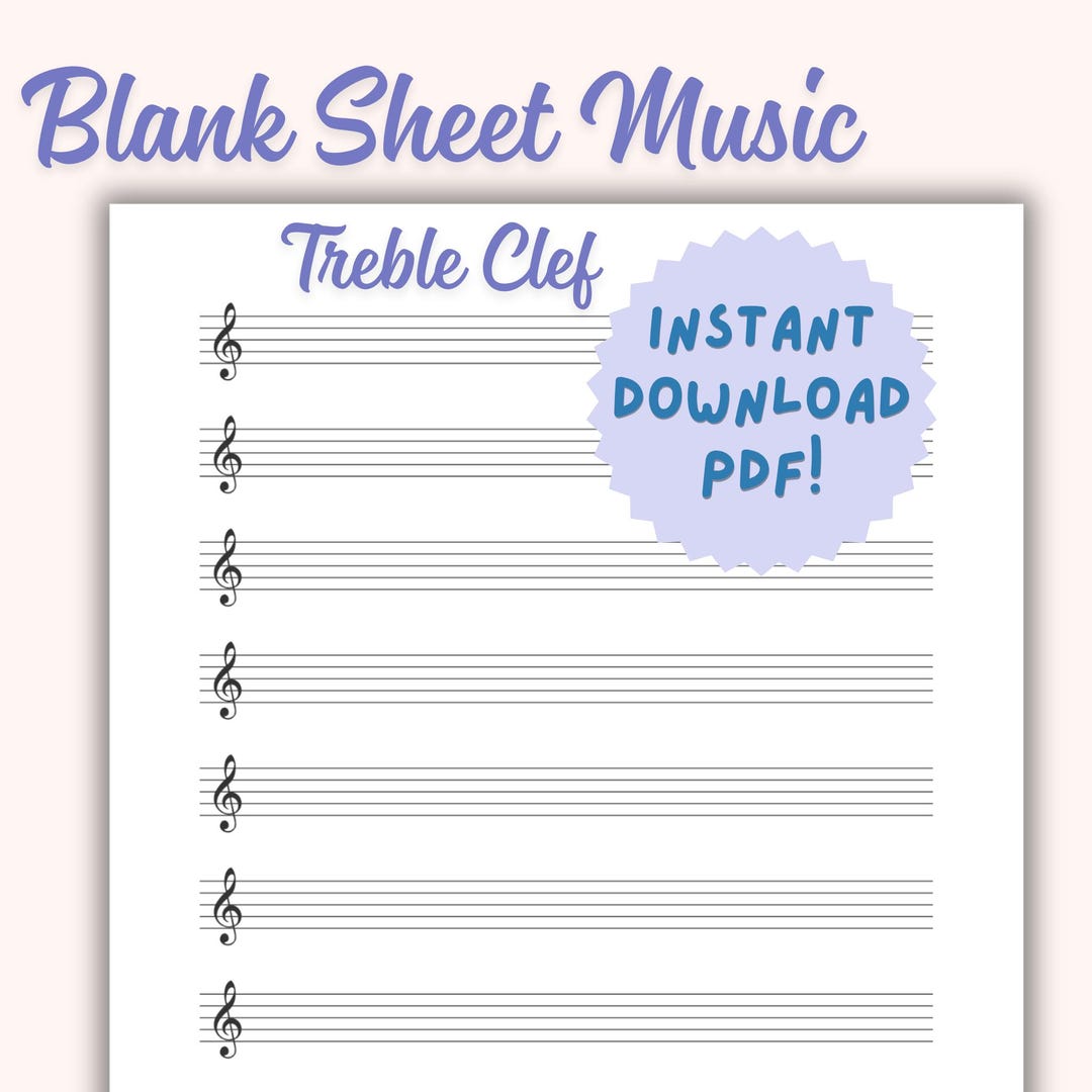 Treble Clef Sheet Music: Printable Manuscript Paper (A4 & US Letter PDF ...