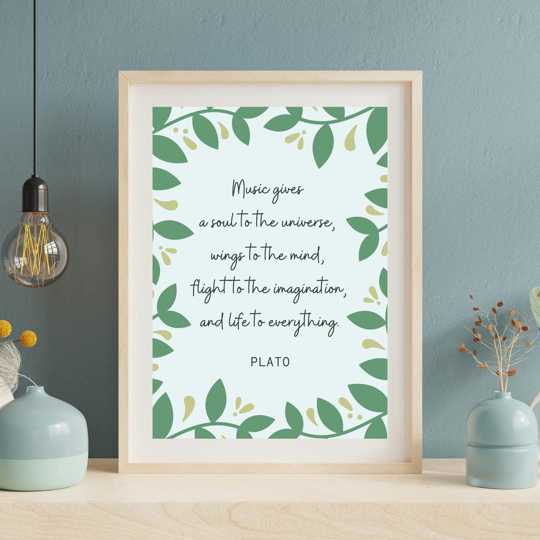 Inspirational Music Quote Poster: Plato, Music Room Art (digital ...