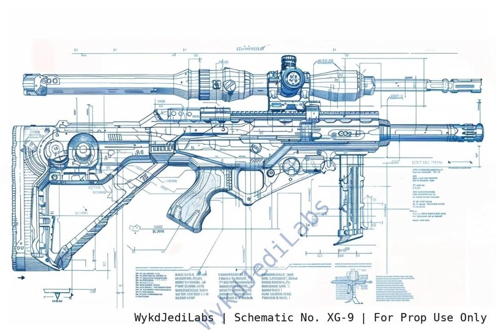 Alien Sniper Rifle Blueprint | Sci-fi Weapon Concept Art | Digital ...