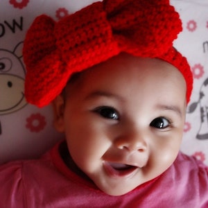 0 to 3m Newborn Festive Red Big Bow Headband Infant Baby Girl - Etsy