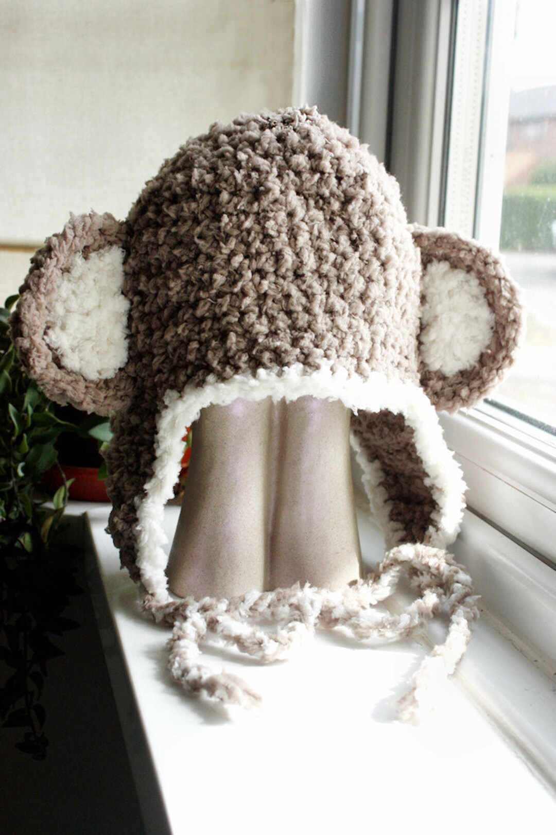 PREORDER 0 to 3m Newborn Monkey Hat Monkey Costume Hat, Brown Cream ...