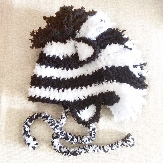 0 to 3m Newborn Zebra Earflap Hat Infant Zoo Animal Baby | Etsy