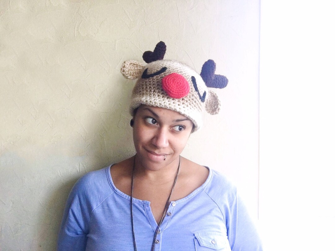 Adult Size Rudolph the Red Nose Reindeer Christmas Hat - Etsy