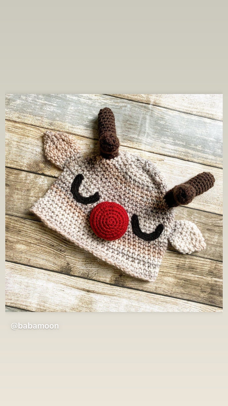 3 to 6m Baby Christmas Rudolph The Red Nose Reindeer Hat | Etsy