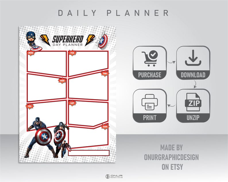 Superhero Daily Planner Printable, to Do List for Kids, Instant ...
