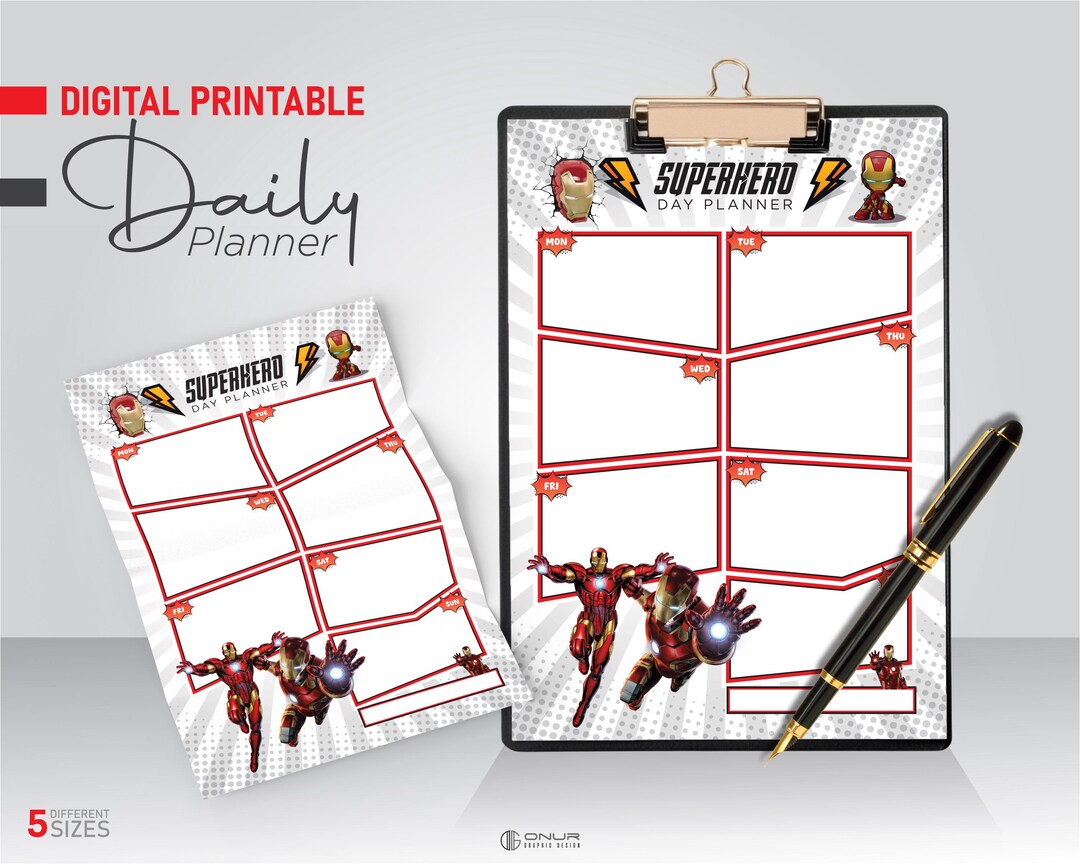 Superhero Daily Planner Printable, to Do List for Kids, Instant ...