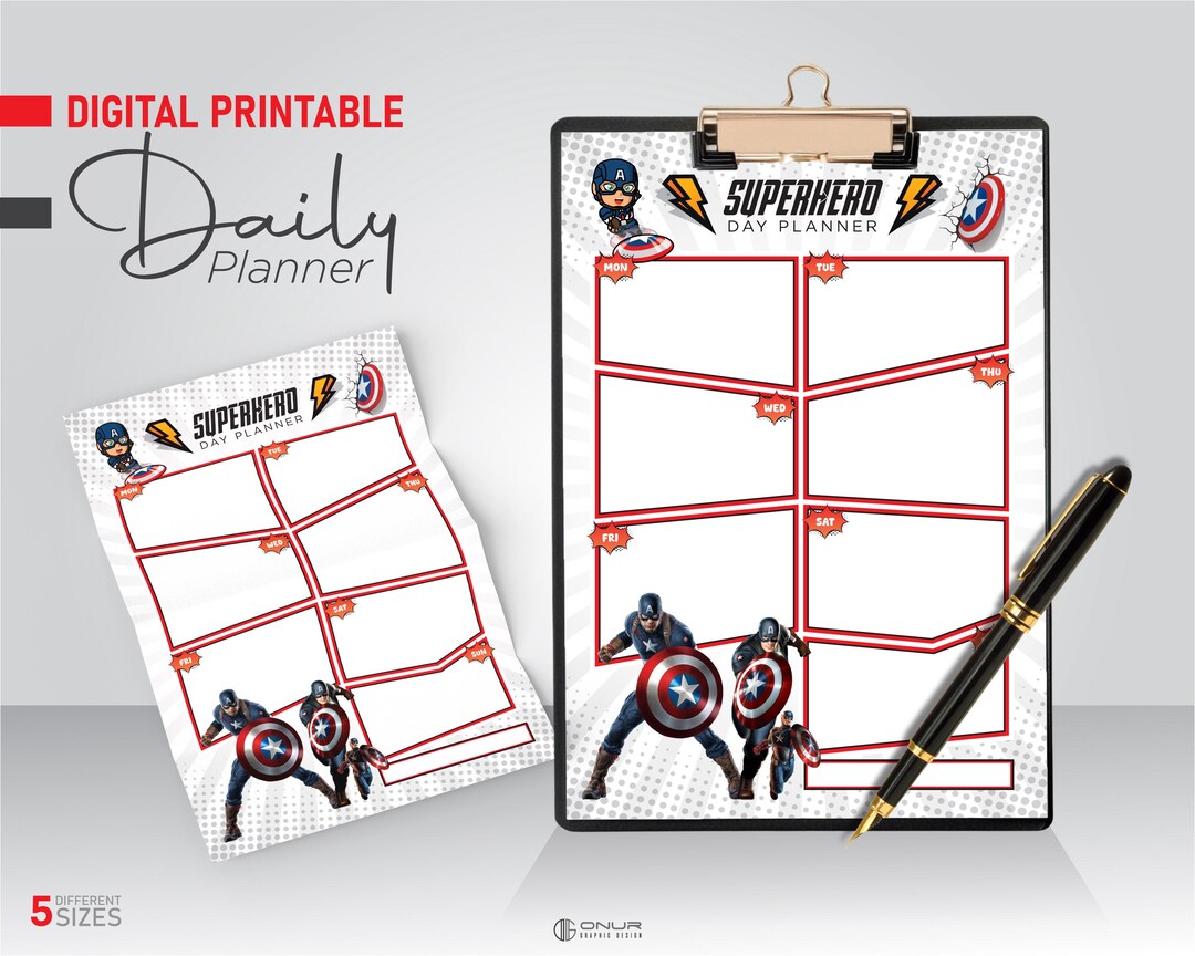 Superhero Daily Planner Printable, to Do List for Kids, Instant ...