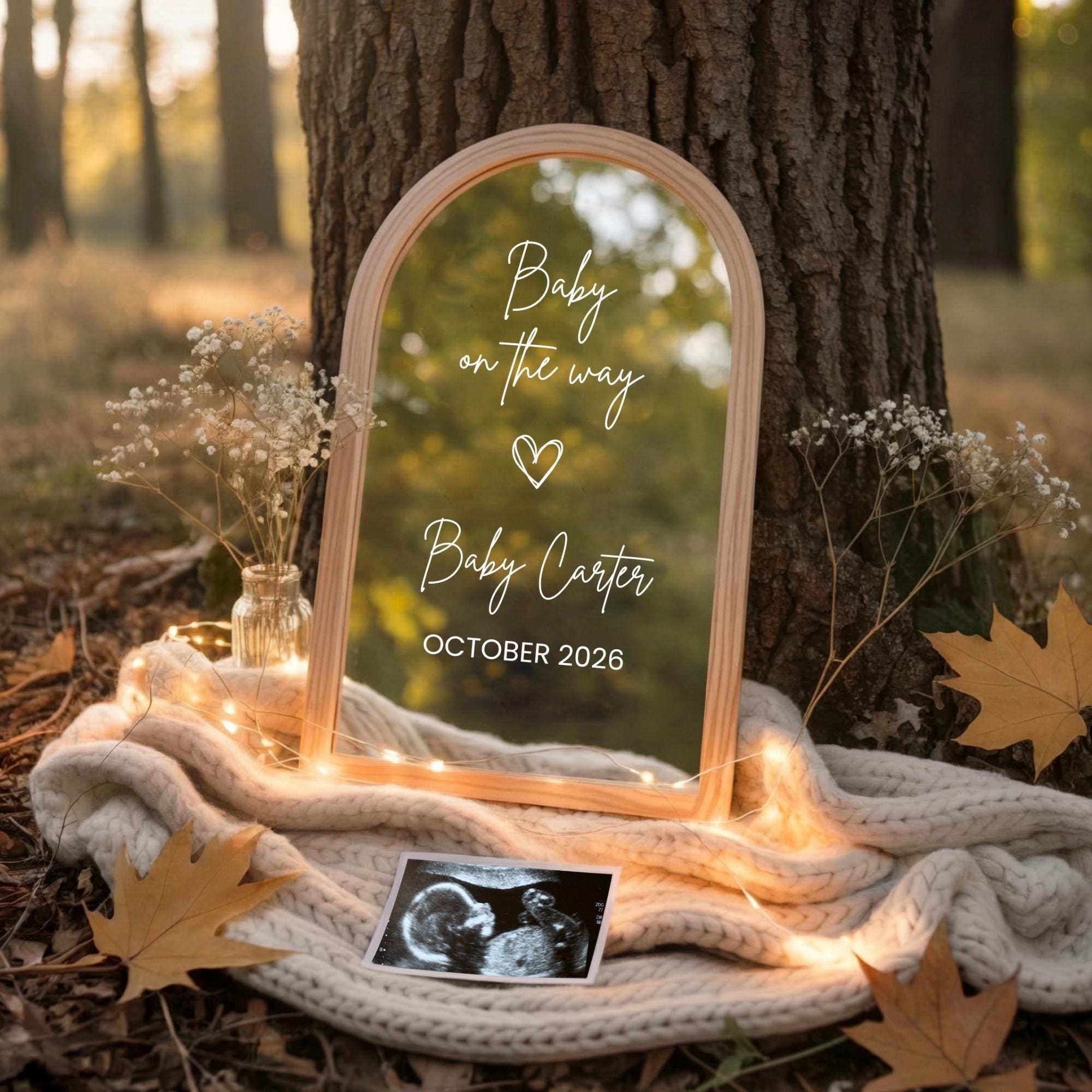 Mirror Pregnancy Announcement Digital,mirror Baby Reveal,autumn Baby ...