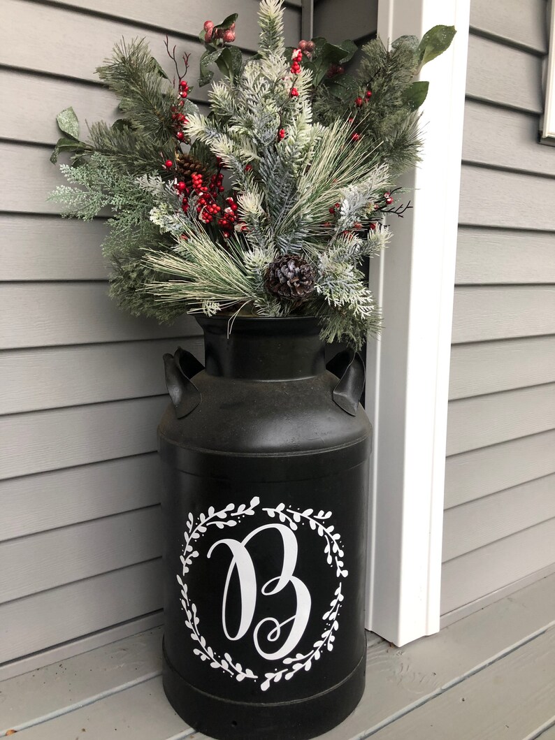 Wreath Personalized Monogram Decal Milk Can Decal - Etsy