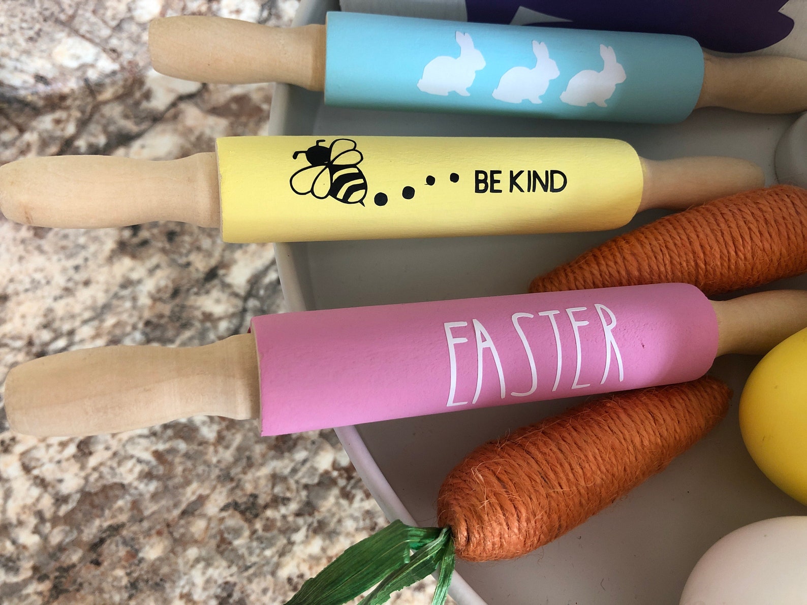 Easter Table Top Decorations/easter Tiered Tray/ Rolling Pins/ | Etsy