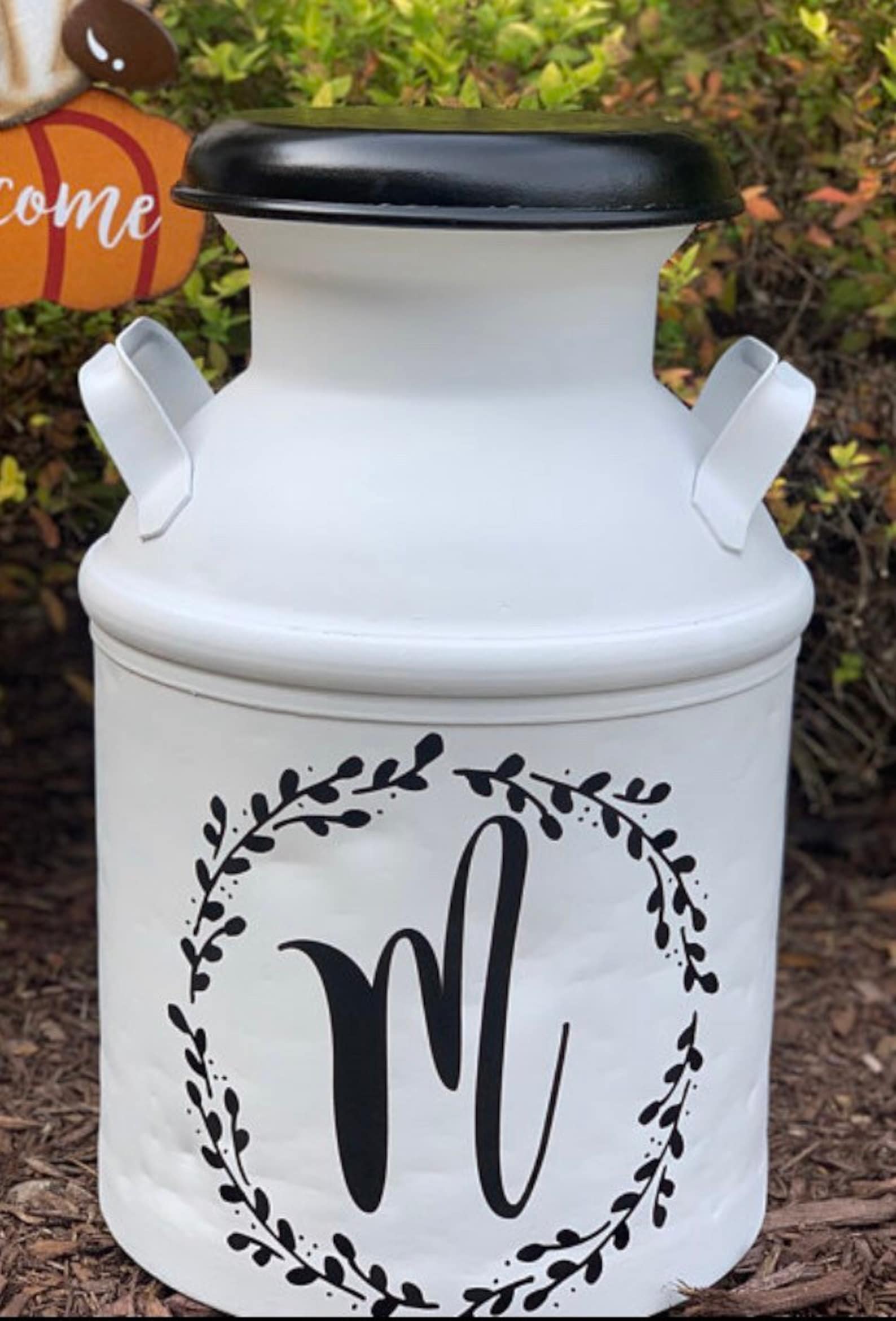 Wreath Personalized Monogram Decal Milk Can Decal - Etsy