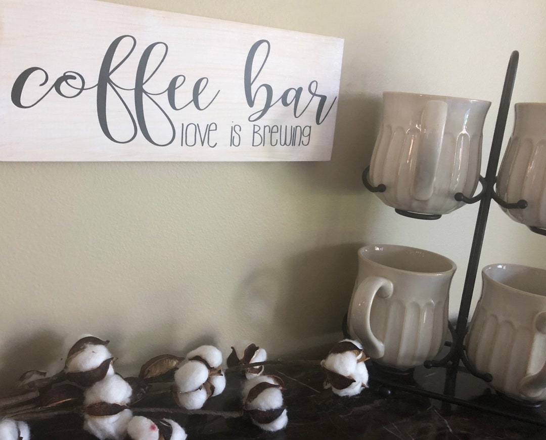 Coffee Bar Rustic Farm Style Kitchen Coffee Bar Coffee Sign Wood Signs ...