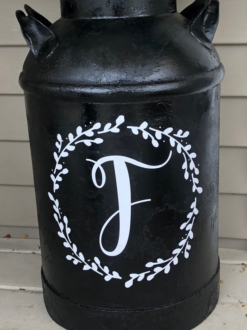 Wreath Personalized Monogram Decal Milk Can Decal - Etsy