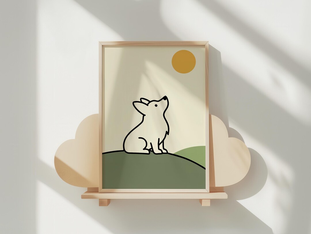 Cute Corgi Art Print – Corgi Line Drawing – Modern Pet Wall Art ...