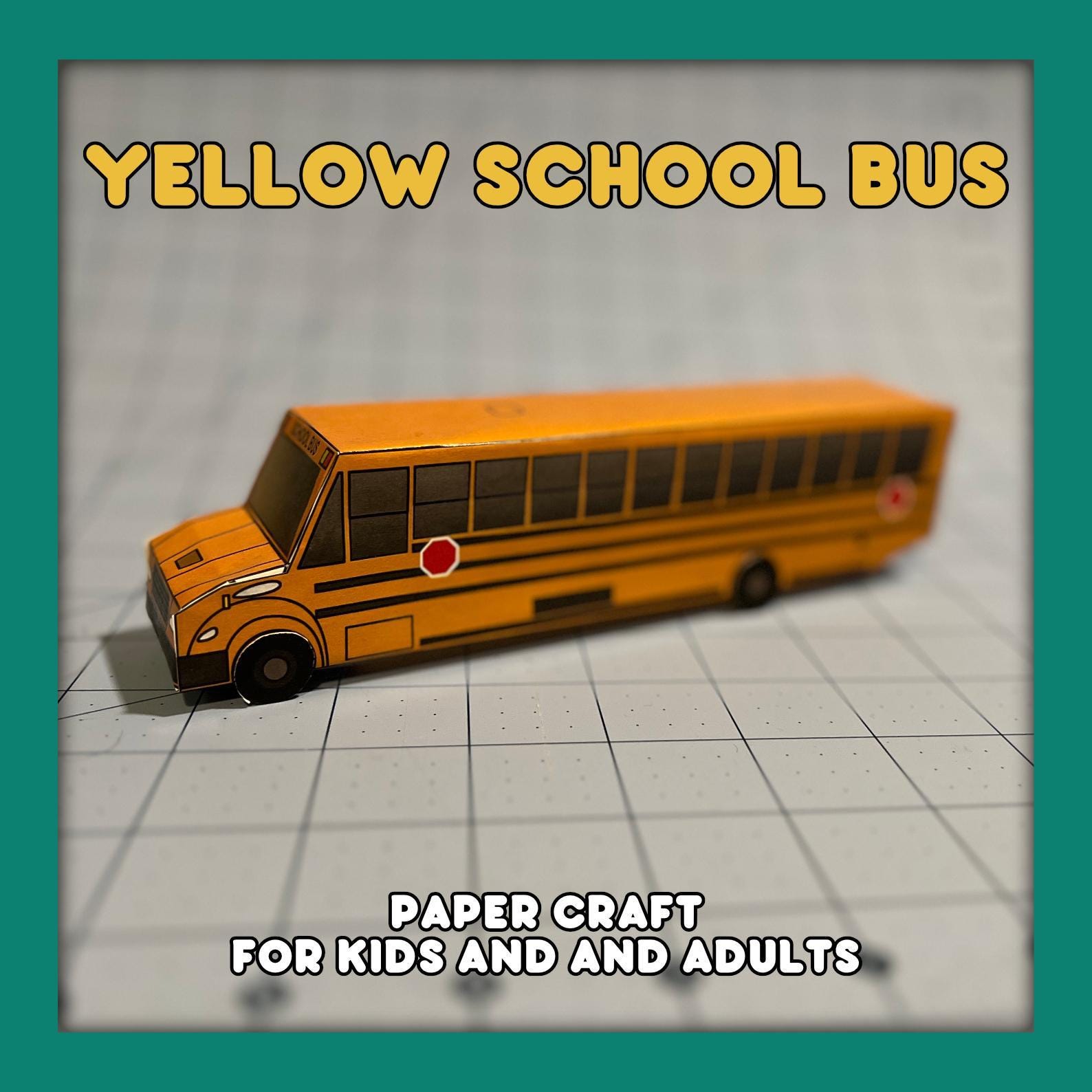 Yellow School Bus Paper Craft. Print-cut-glue. 3D Model. Printable PDF ...