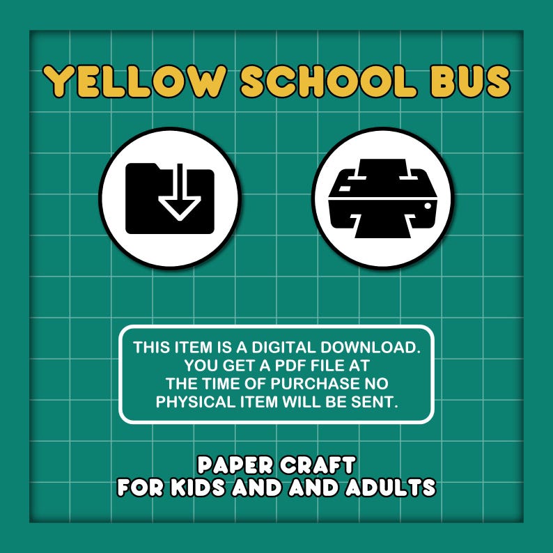 Yellow School Bus Paper Craft. Print-cut-glue. 3D Model. Printable PDF ...