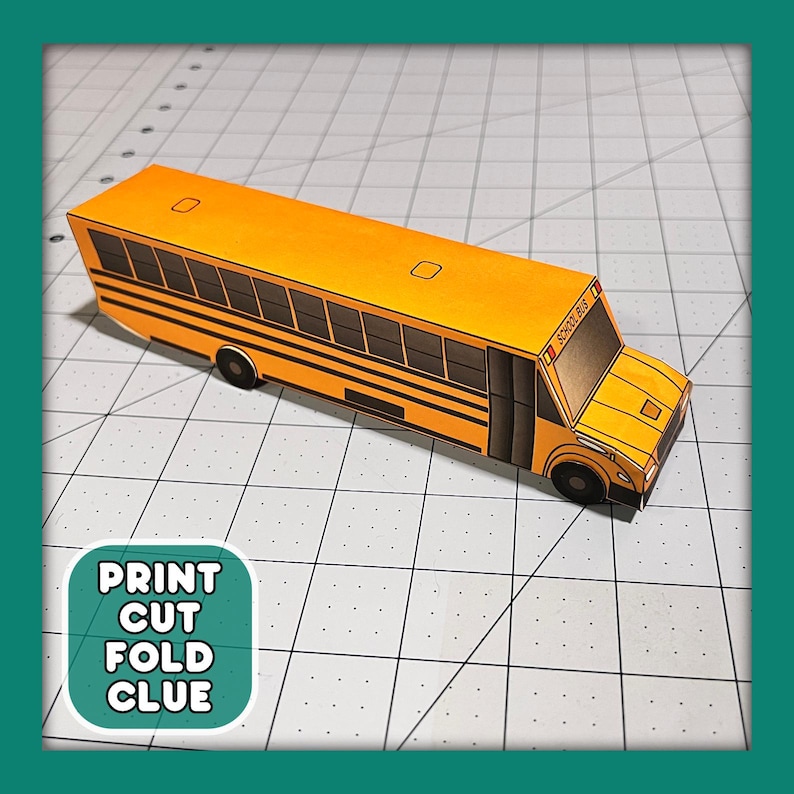 Yellow School Bus Paper Craft. Print-cut-glue. 3D Model. Printable PDF ...