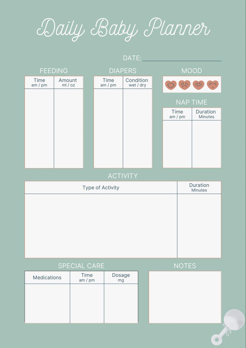 Baby Daily Log | Printable Baby Routine Planner | Feeding, Naps ...