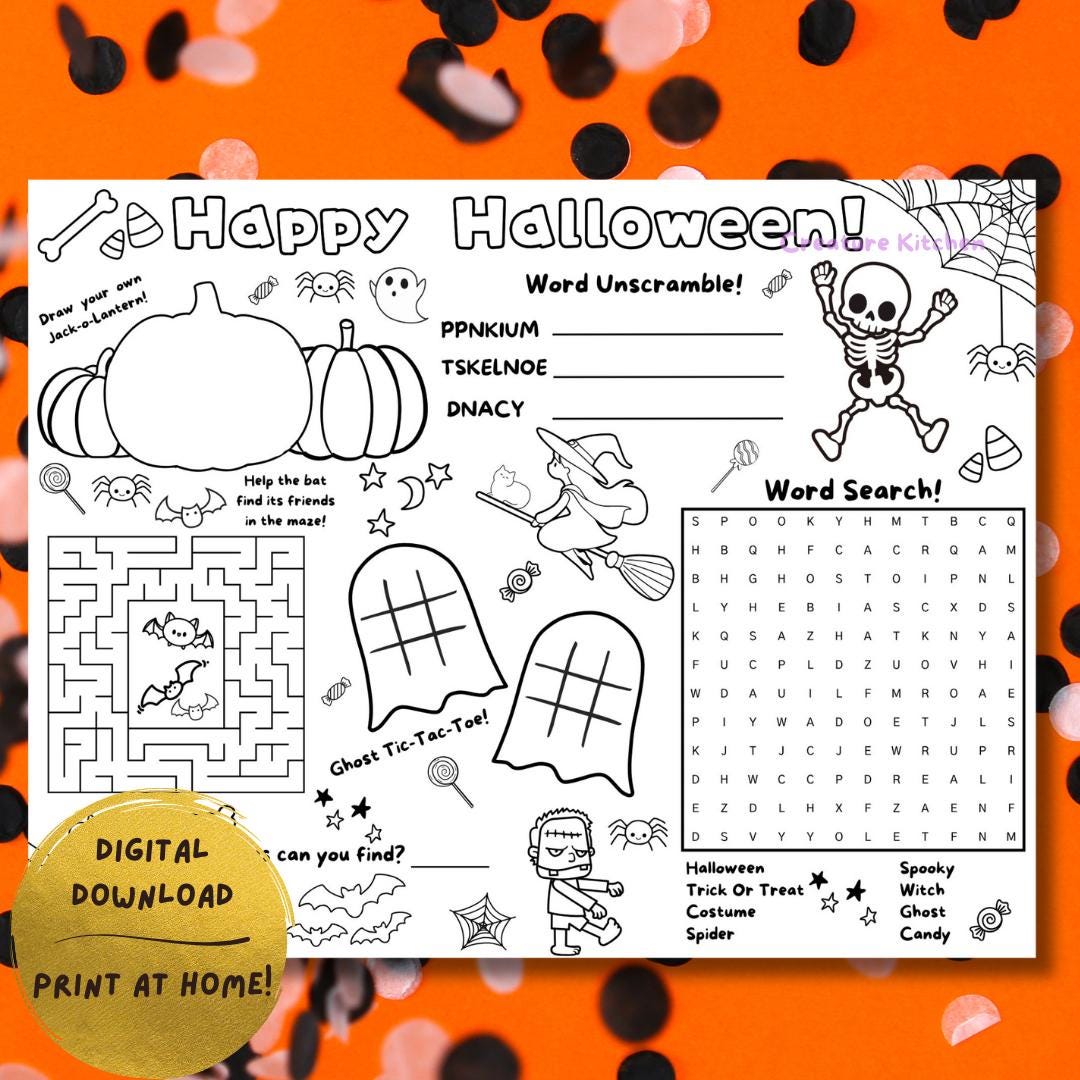 Halloween Activity Coloring Page, Printable, Activities for Kids ...