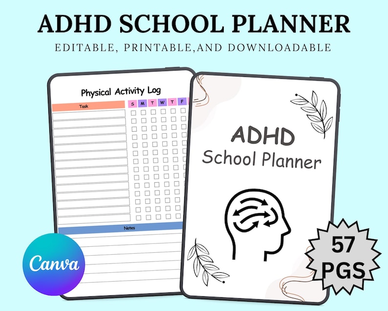 ADHD School Planner – Printable PDF for Students With Focus Support ...