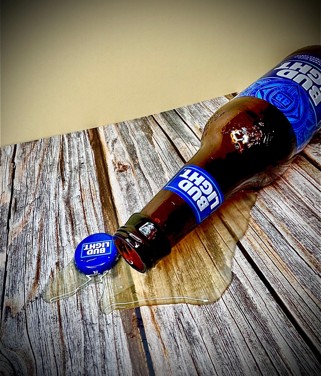 Faux Beer/spilled Beer Bottle/bud Light Decor/bar Decor/photo Props ...