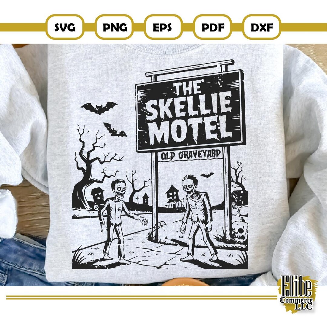 Skellie Motel Funny Halloween Svg, Trendy Halloween Humor Svg, Funny ...