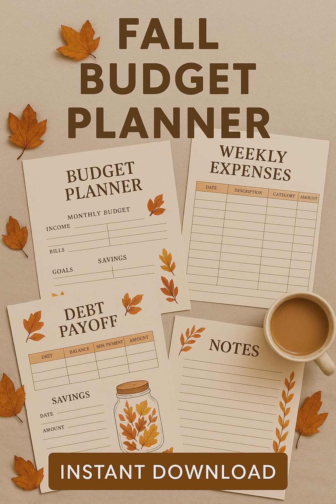 Fall Budget Planner: Printable Monthly & Weekly Expense Tracker (PDF ...