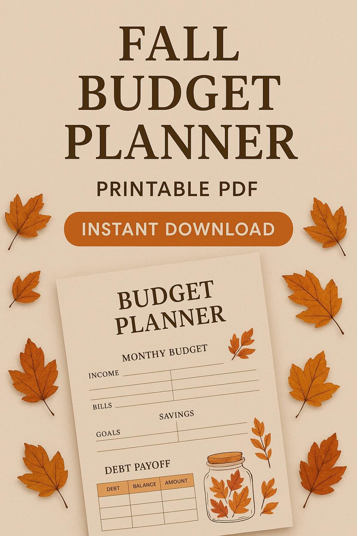 Fall Budget Planner: Printable Monthly & Weekly Expense Tracker (PDF ...