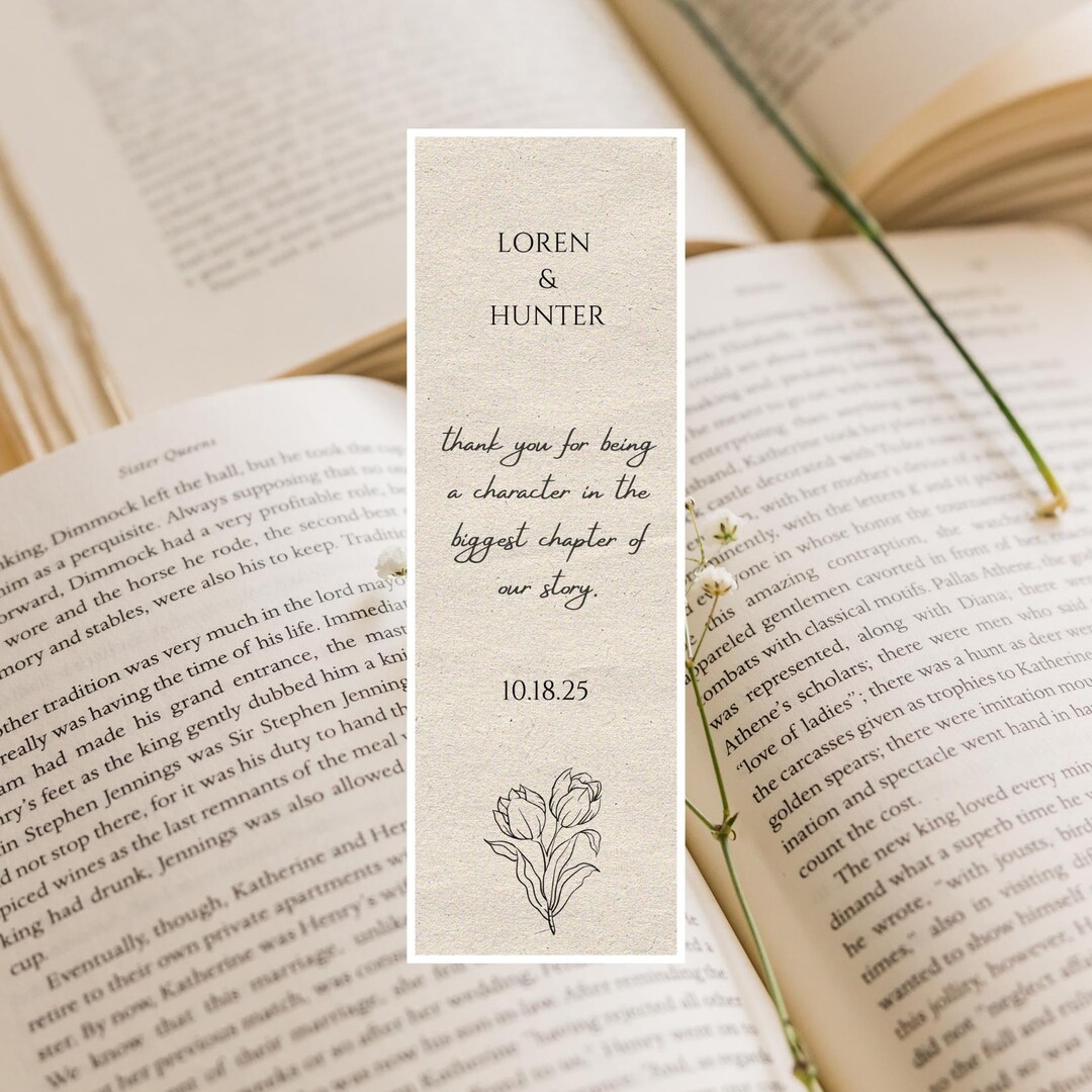 Wedding Bookmark Template, Canva Download, Weddingfavor, Weddingmemento ...