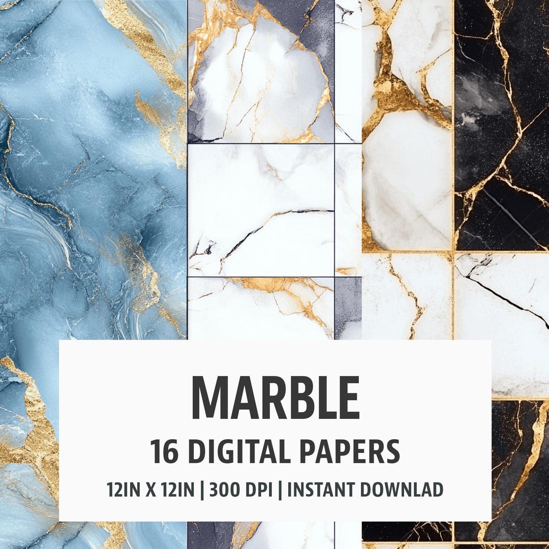 Marble Digital Paper Pack - 16 Seamless Marble Textures - Etsy